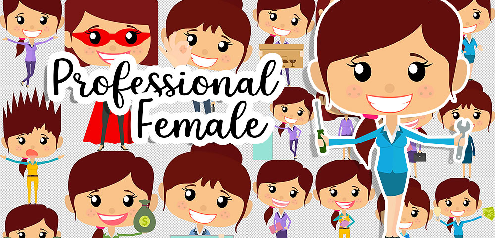 Professional Female Flat cartoons - The Toon Company